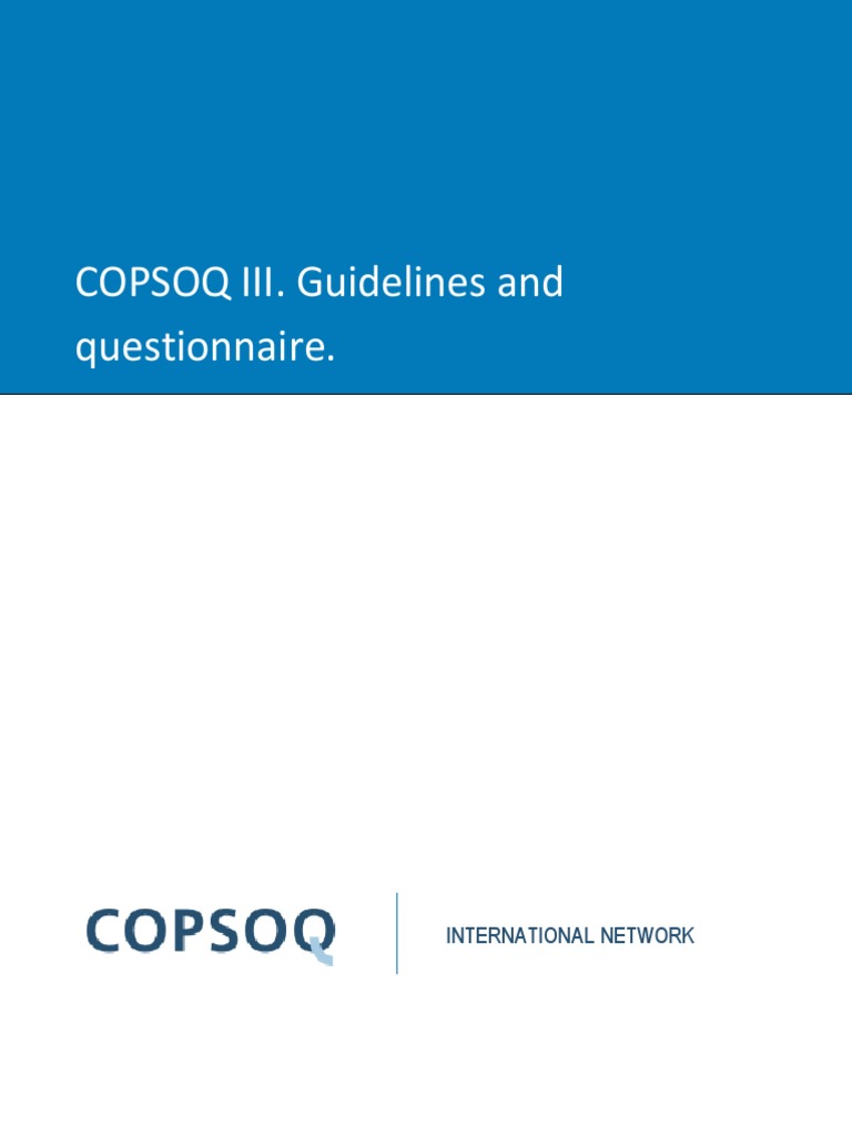 COPSOQ III Guidelines and Questionnaire | PDF | Occupational Safety And ...