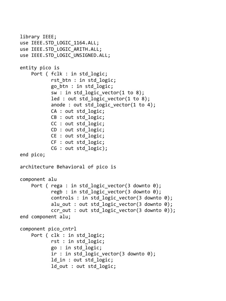 Pico VHDL | PDF | Computer Science | Systems Engineering Pico VHDL | PDF | Computer Science | Systems Engineering