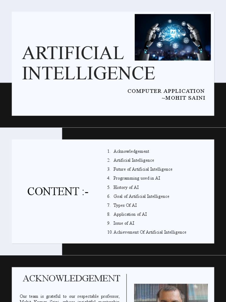 Artificial Intelligence: Computer Application Mohit Saini | PDF ...