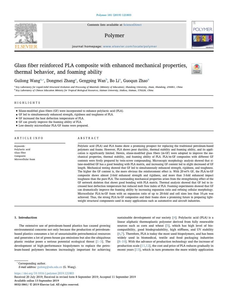 Glass Fiber Reinforced PLA Composite With Enhanced Mechanical ...