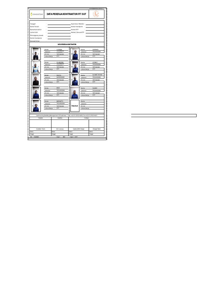 FX-FR-2020-010 Form Data Pekerja Kontraktor | PDF