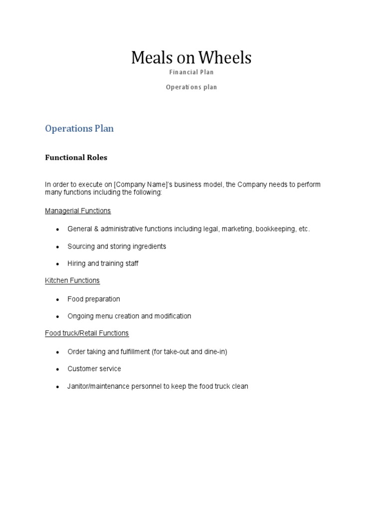 Restaurant Operations Plan Overview | PDF | Chef | Foods
