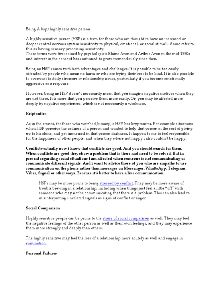 Being A HSP | PDF | Mental Processes | Neuropsychology