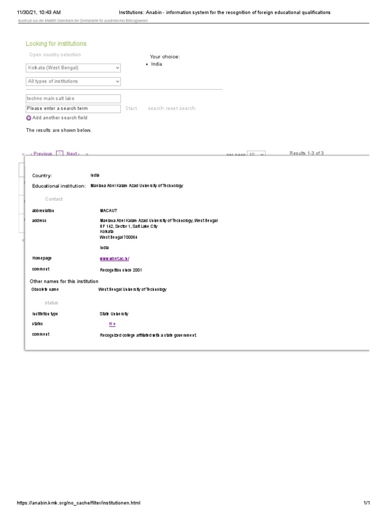 Anabin H+ University Listings in India | PDF | Kolkata