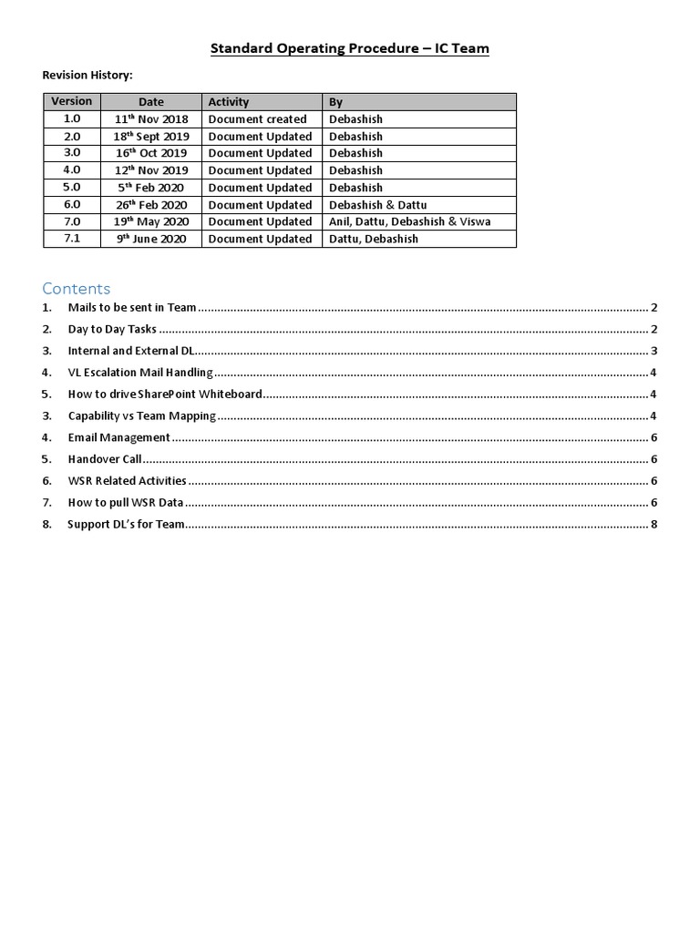 Managing the Internal Communications Team Standard Operating Procedure ...