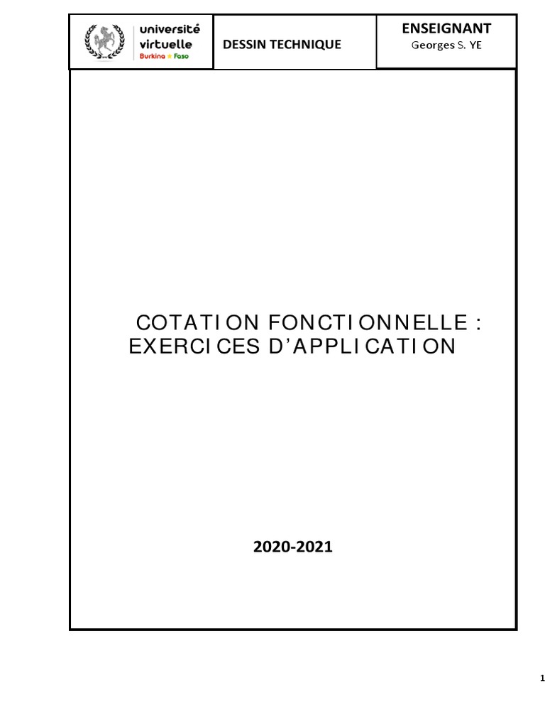 Cotation Fonctionnelle-Exercices Dapplication | PDF | Ingénierie mécanique