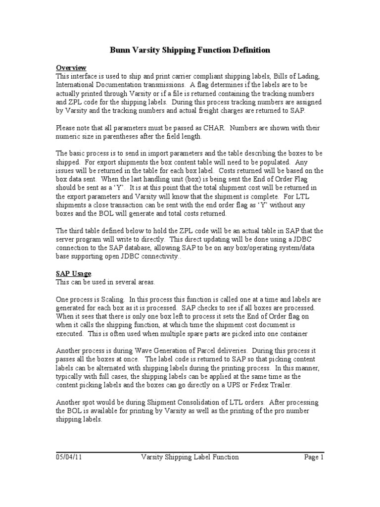 Varsity Shipping Function Definition | PDF | Cargo | Invoice