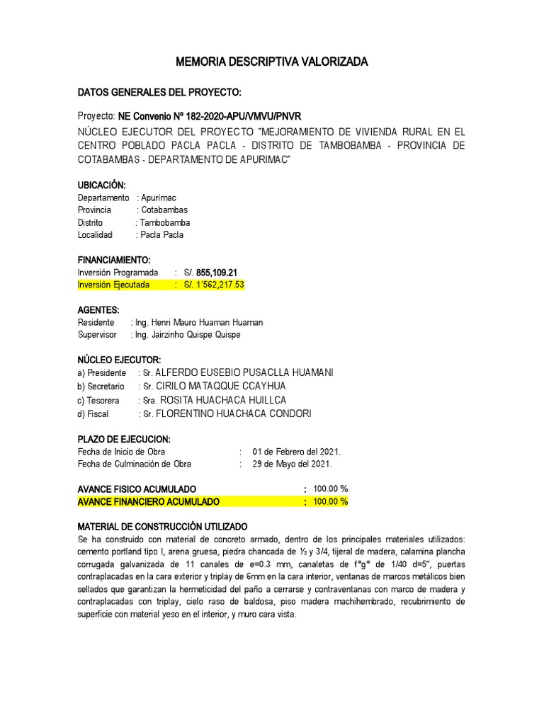 Memoria Descript Valorizada - Fotos | PDF | edificio | Ingeniería de Edificación