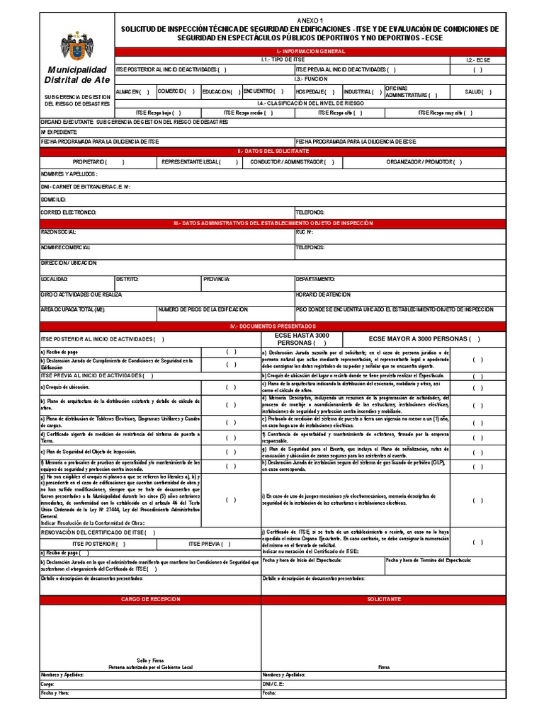 Anexo 1 - Formato de Solicitud ITSE ECSE | PDF Anexo 1 - Formato de Solicitud ITSE ECSE | PDF