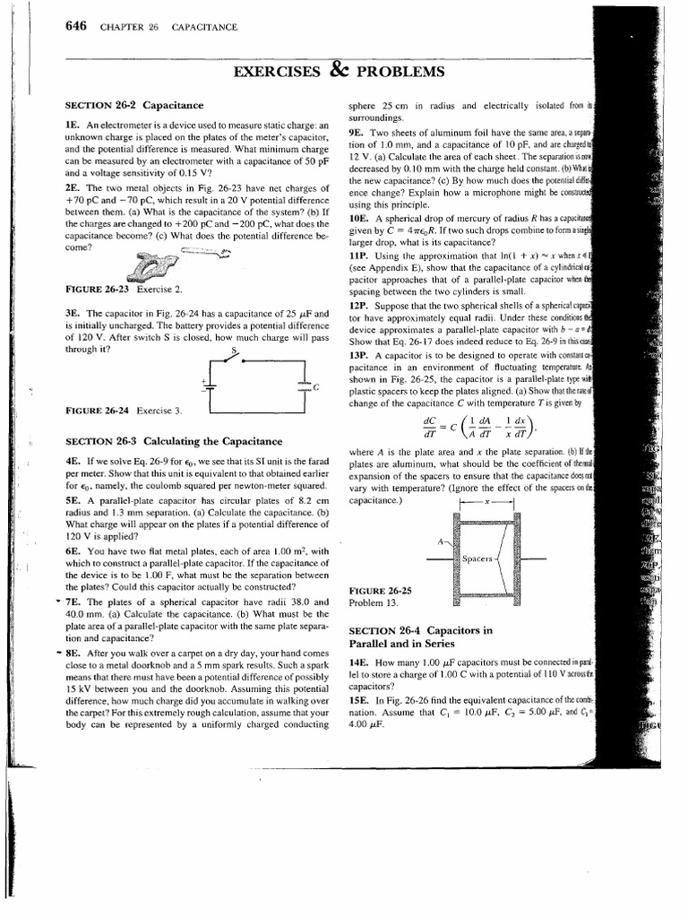 Exercises Problems: 26-2 Capacitance IE | PDF | Capacitor | Dielectric