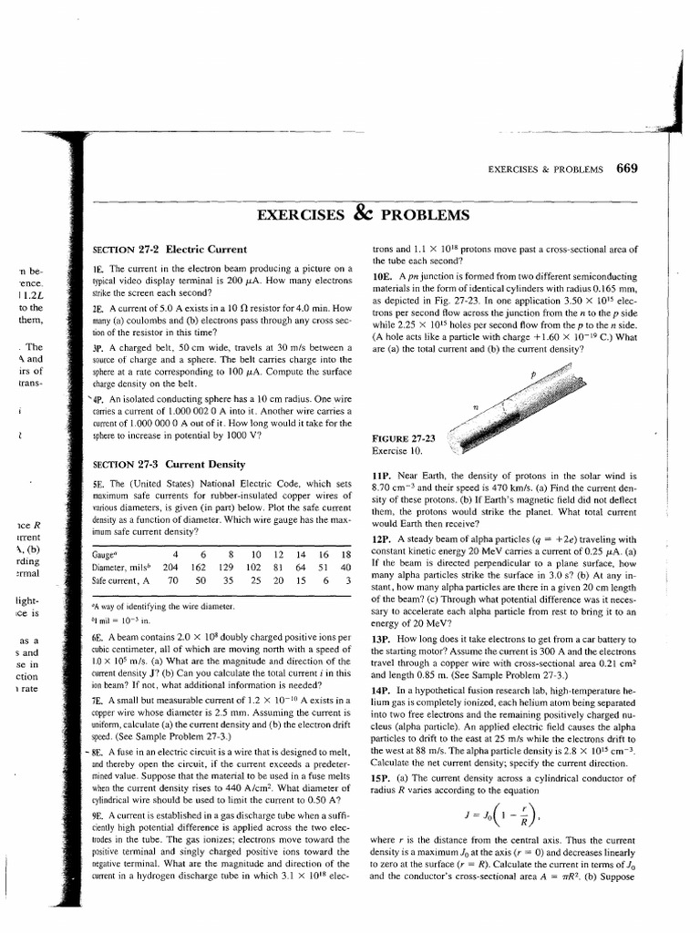 Exercises Problems: 27-2 Electric Current IE. 10E | Download Free PDF ...