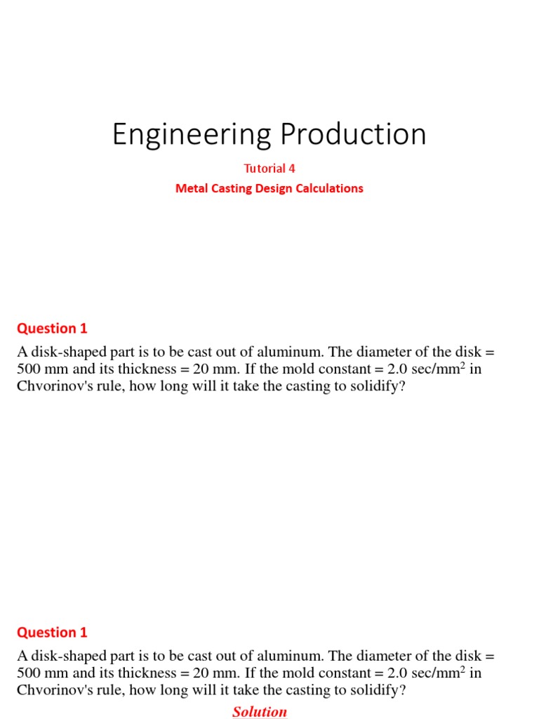 Tutorial 4 | PDF | Casting (Metalworking) | Materials