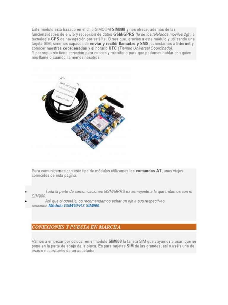 Guía Completa del Módulo SIM808 | PDF | paquete general de Radio ...