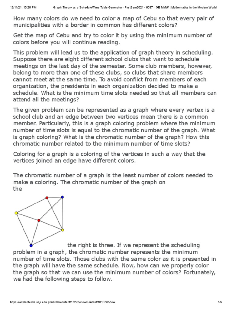 Graph Theory As A Schedule - Time Table Generator - FirstSem2021 - 6037 ... Graph Theory As A Schedule - Time Table Generator - FirstSem2021 - 6037 ...