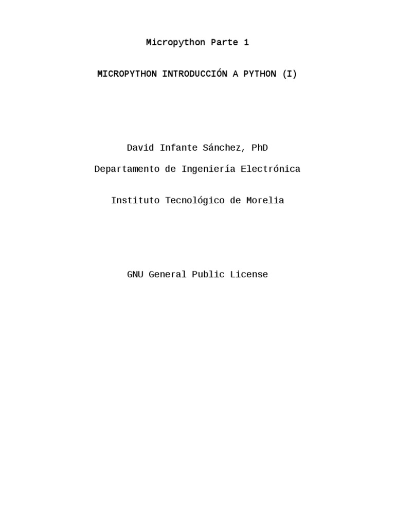 Micropython Esp32 Parte 1 Pdf Python Lenguaje De Programación Lenguaje De Programación