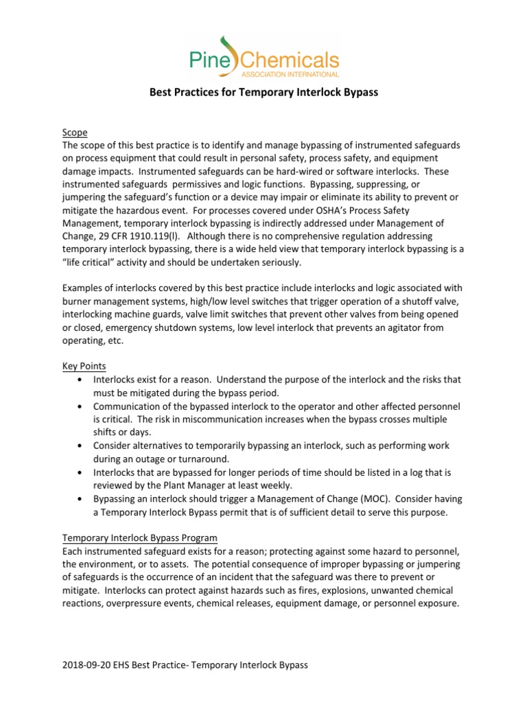 Best Practices For Temporary Interlock Bypass | PDF | Risk | Hazards