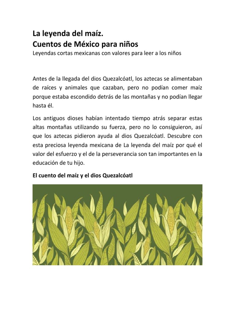 La Leyenda Del Maiz | PDF