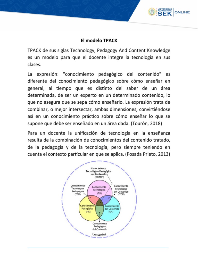 Modelo TPACK | PDF | Maestros | Tecnología de información y comunicaciones