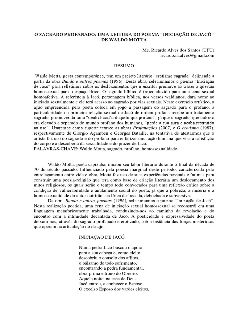 O Sagrado Profanado em Waldo Motta | Descargar gratis PDF | Jacó | Rebeca