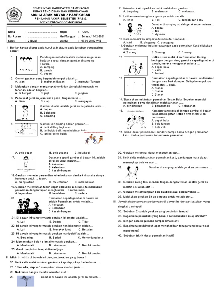Soal Pas Pjok Kelas 2 | PDF