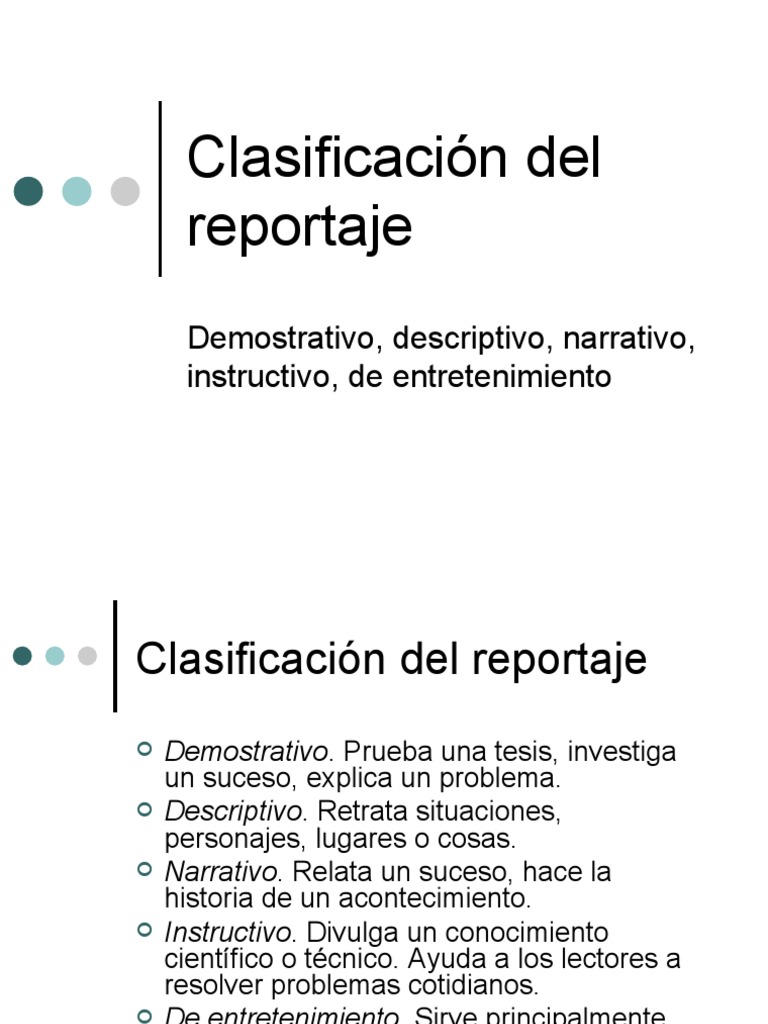 Tipos y Clases de Reportajes Periodísticos | PDF | Ciencias sociales ...