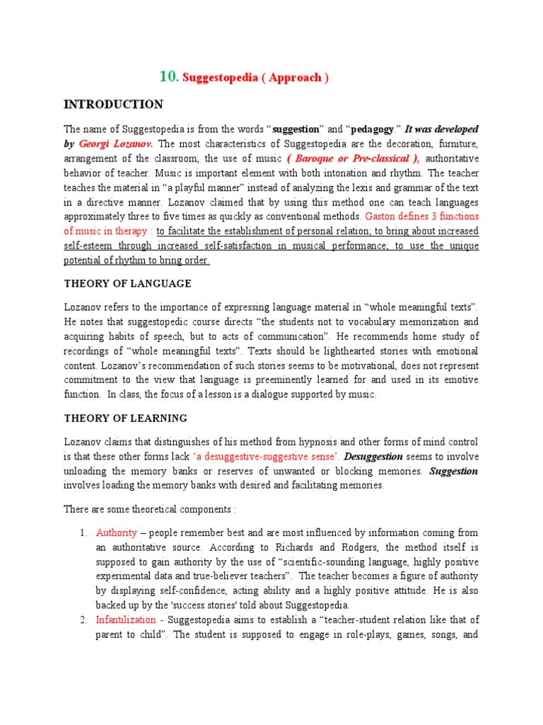 Suggestopedia (Approach) | PDF | Cognition | Applied Psychology