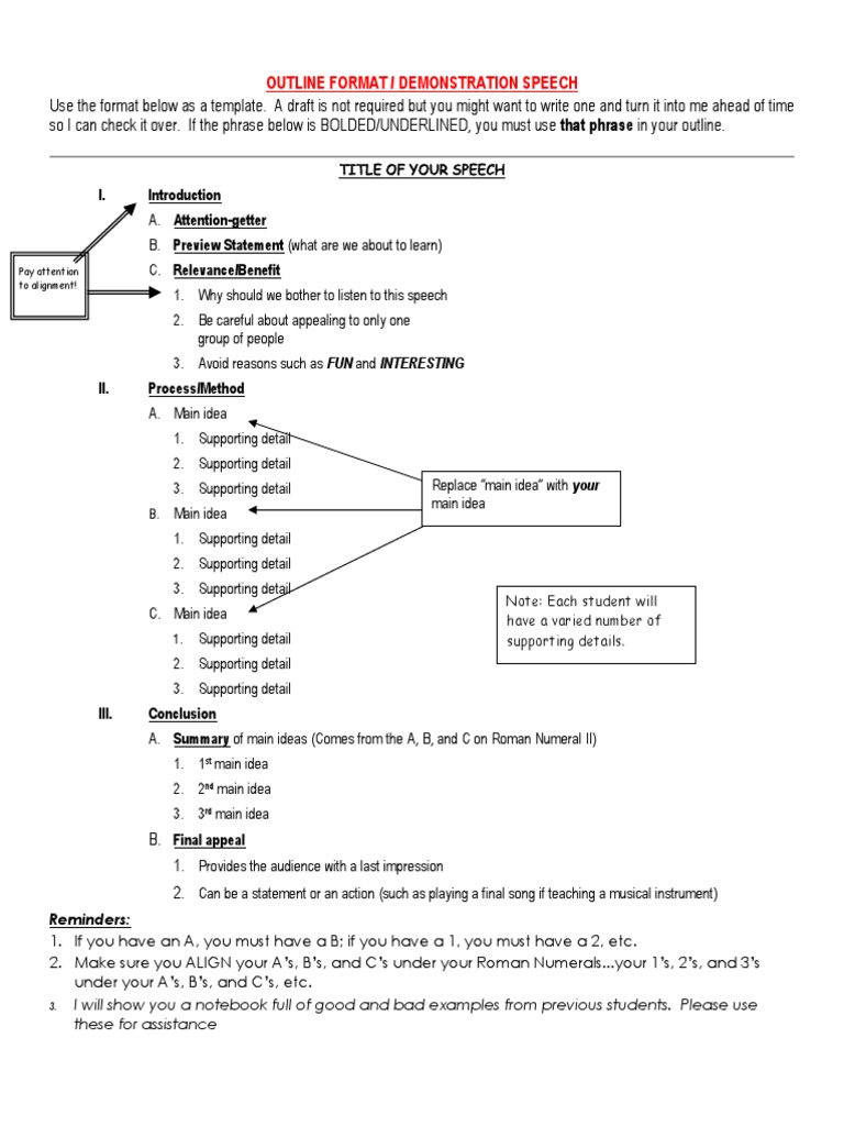 Demonstration Speech Outline | PDF | Cognition | Communication
