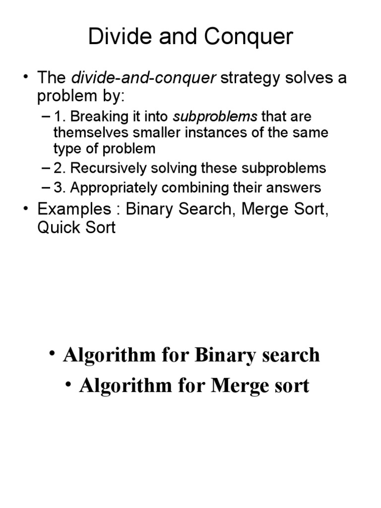 Divide and Conquer Technique Sorting | PDF