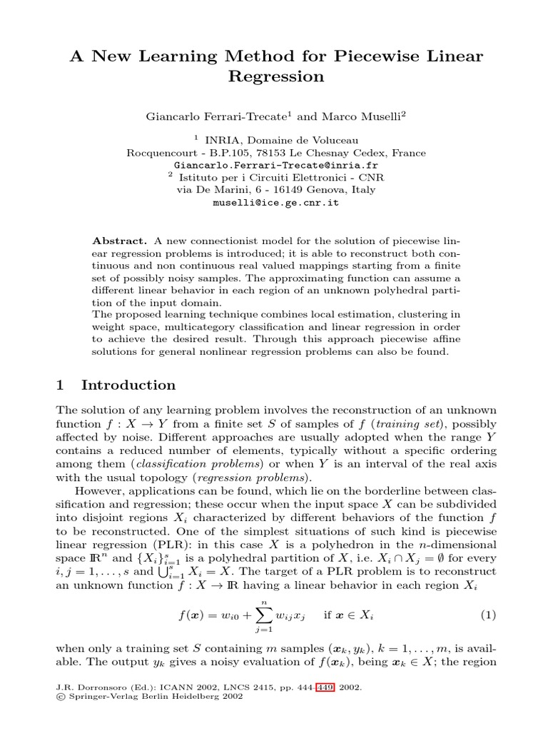 Piece Wise Linear Regression | PDF | Regression Analysis | Machine Learning
