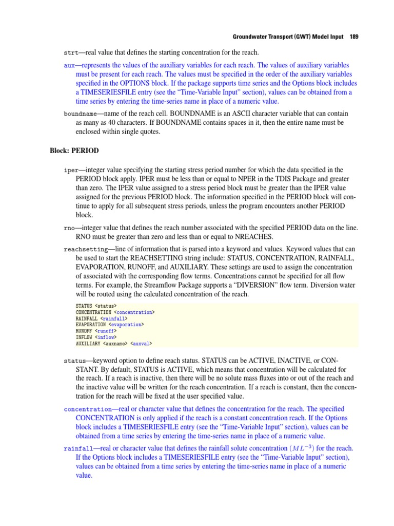 MODFLOW 6 GWT Model Input Guide | PDF | Time Series | Variable ...