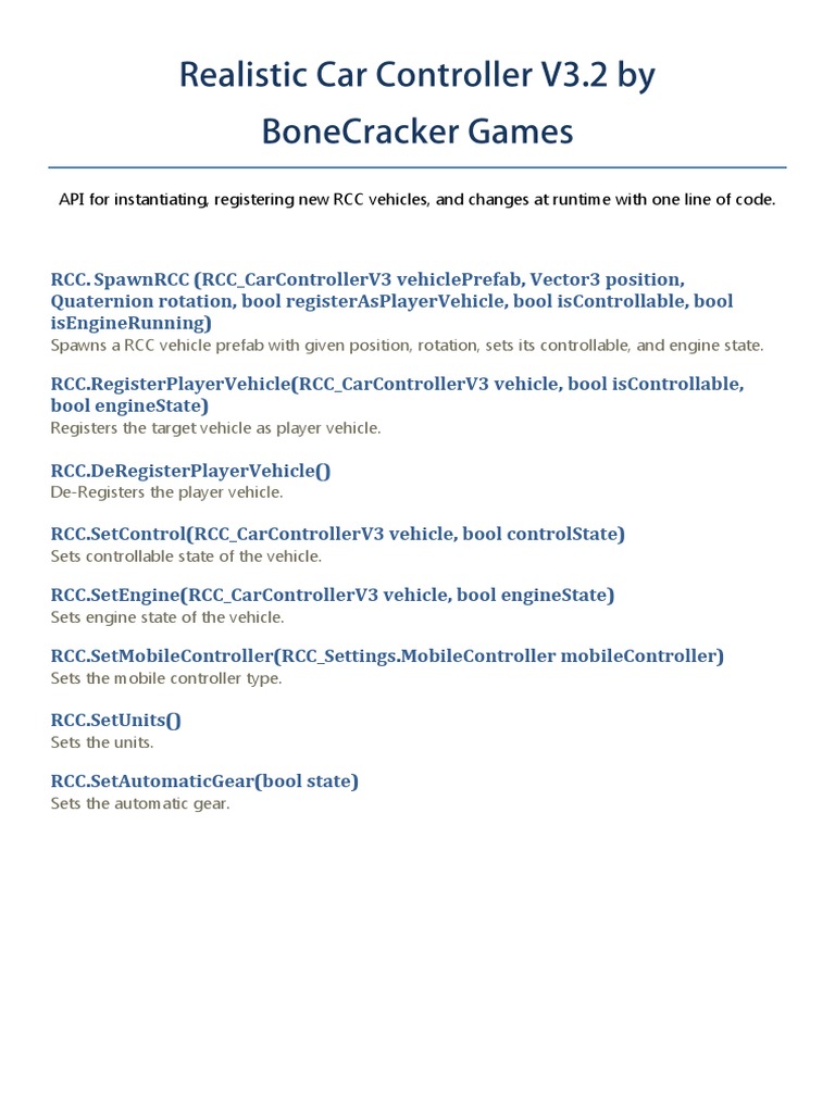 RCC Vehicle Controller API Guide | PDF | Computers