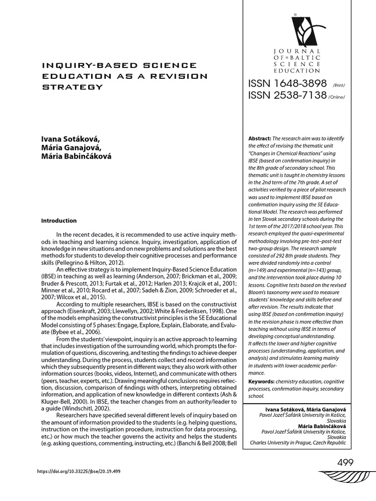 Kajian IBSE | PDF | Inquiry Based Learning | Experiment