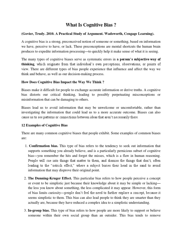 Understanding Cognitive Biases Explained | PDF | Cognition | Science