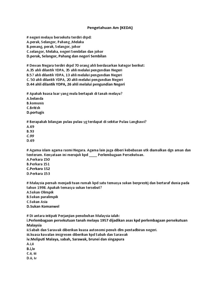 Pengetahuan Am (KEDA) | PDF