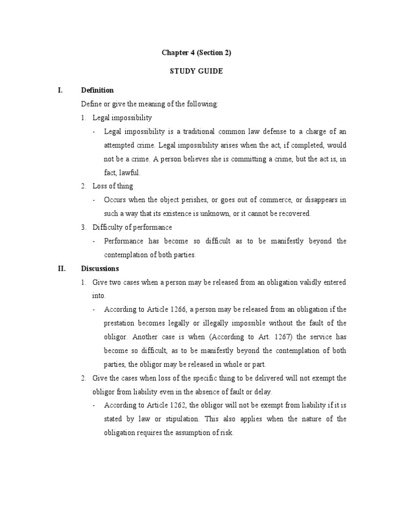 Chapter 4 (Section 2) Study Guide I | PDF | Law Of Obligations | Legal ...