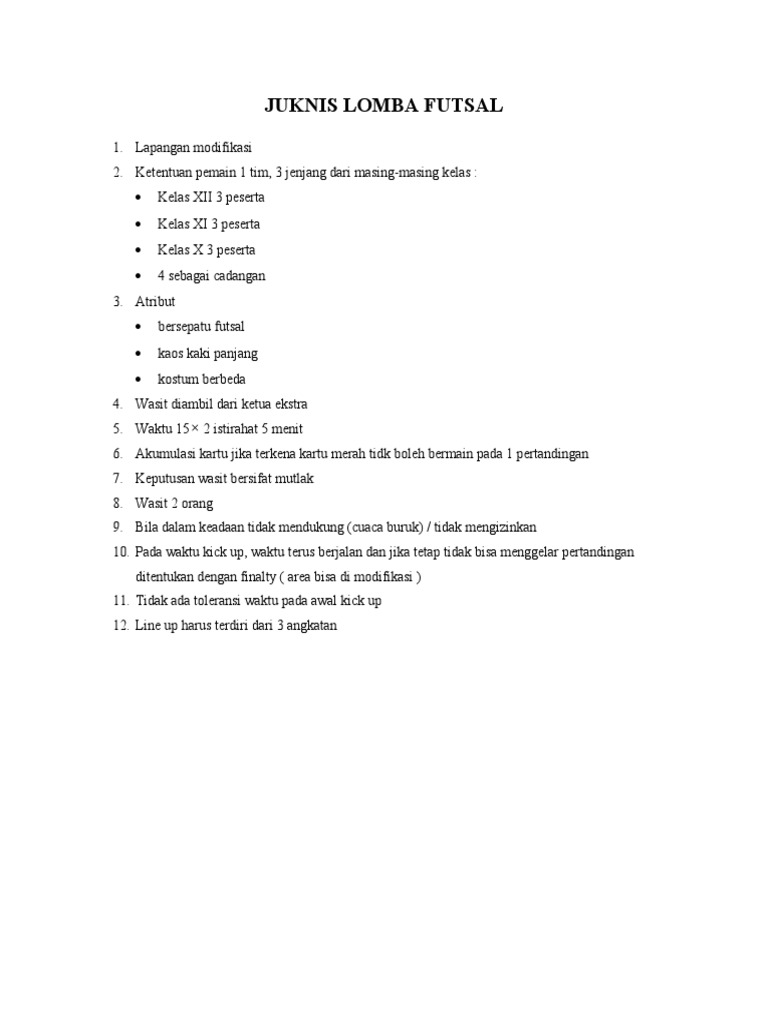 Juknis Lomba Classmeet | PDF