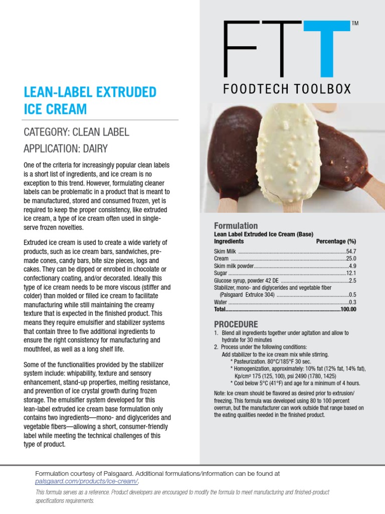 Lean Label Extruded Ice Cream Pdf Ice Cream Cream