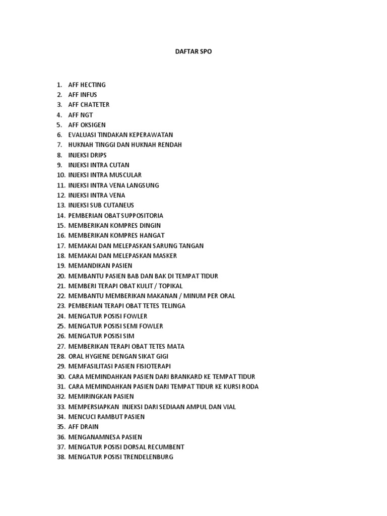 Daftar Spo | PDF