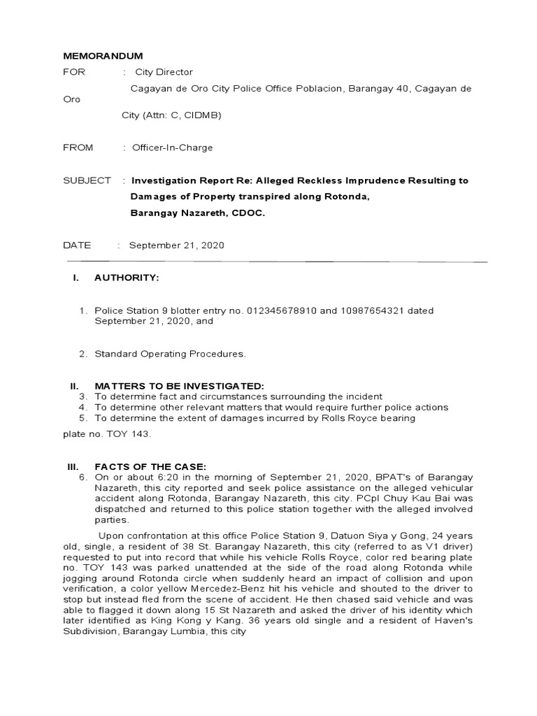 Investigation Report Sample | PDF