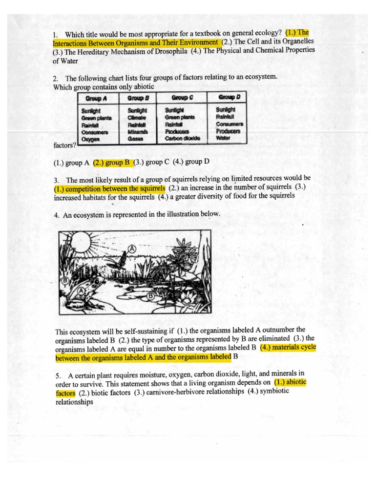 Ecology Review Questions 2 With Answers | PDF | Ecosystem | Ecology