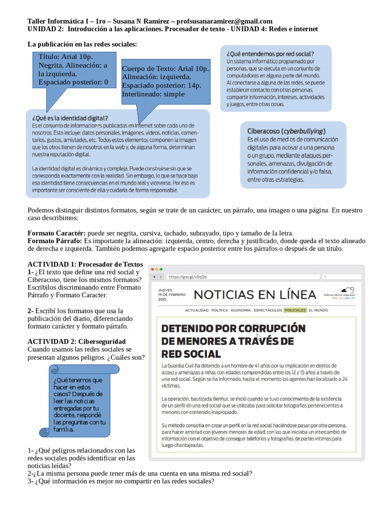 Taller Inf 1 TP2-4 P Texto-Redes | PDF | Ciencias sociales | Informática