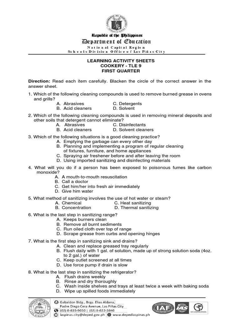 1ST Quarter - Tle-Cookery9-Las | PDF | Hors D'oeuvre | Foods