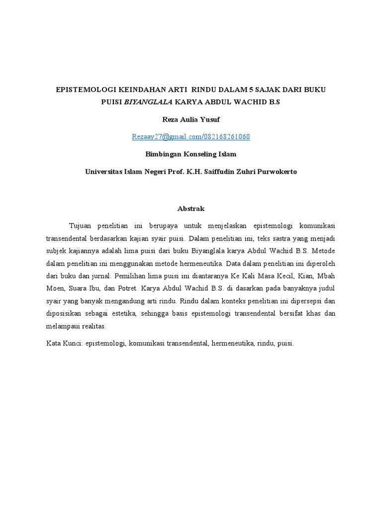 0 - Pra - Uas - 1bki e - Reza Aulia Yusuf - Kajian Epistemologi. | PDF