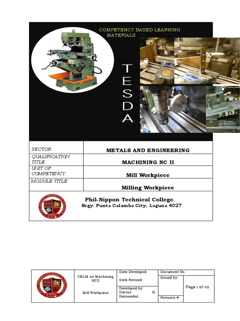 Milling Workpiece Competency Guide | PDF | Machining | Engineering ...