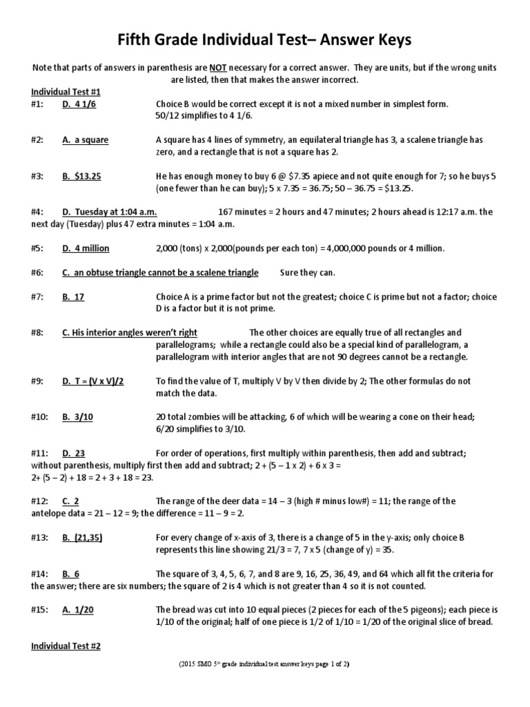 5th Grade Math Olympiad Solutions | PDF | Rectangle | Triangle