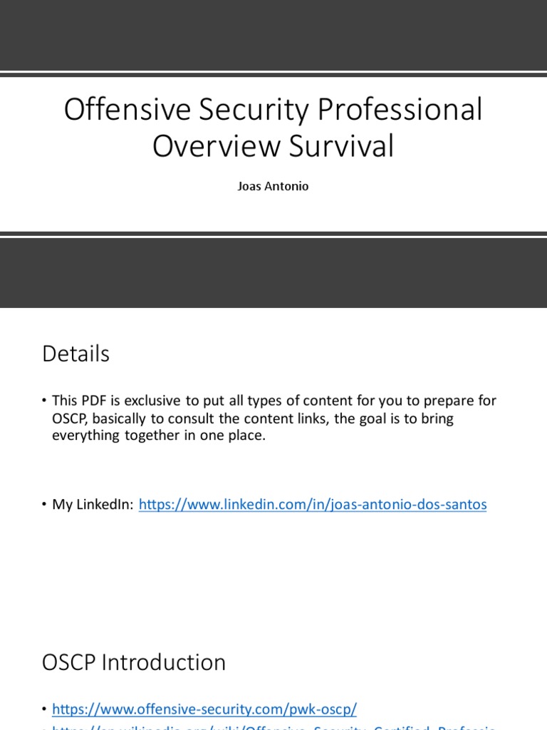 Offensive Security Professional Overview Survival Pdf Vulnerability