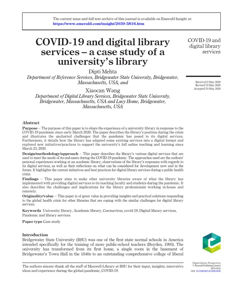Covid-19 and Digital Library Service | PDF | Libraries | Digital Library