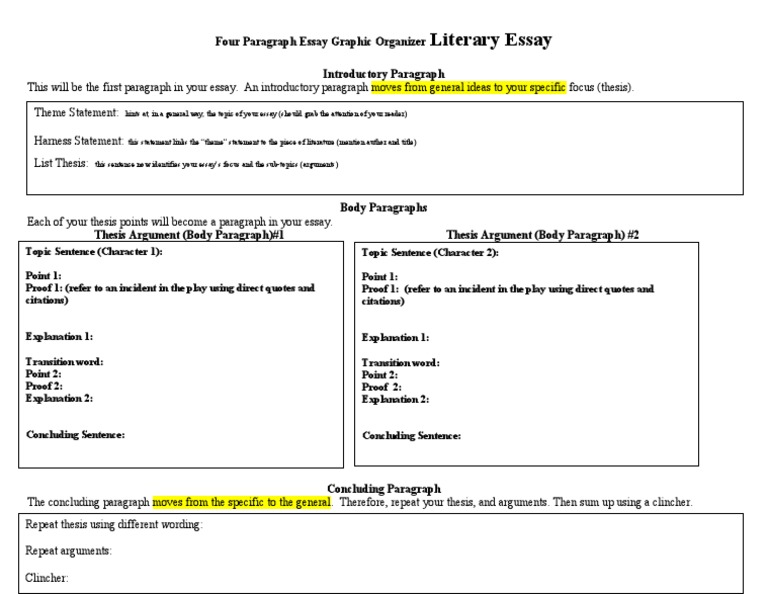 Four Paragraph Essay Organizer Guide | PDF | Essays | Writing