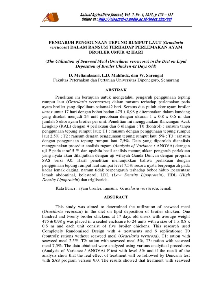 ID Pengaruh Penggunaan Tepung Rumput Laut G | PDF