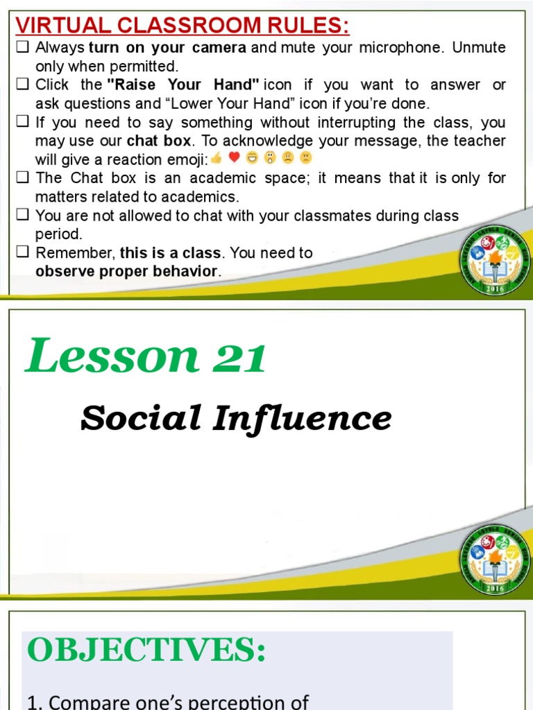 Virtual Classroom Rules:: Observe Proper Behavior. | PDF | Conformity | Behavior